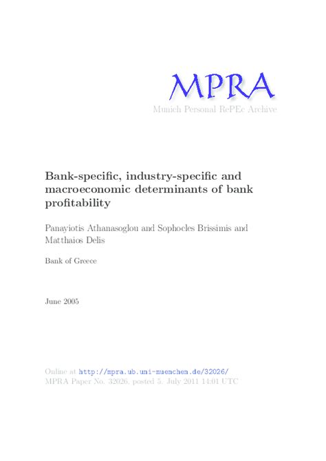 Pdf Bank Specific Industry Specific And Macroeconomic Determinants Of Bank Profitability