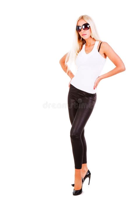 Jeune Belle Fille Mince Dans Le Blanc Photo Stock Image Du Insousiant Blond 12758026