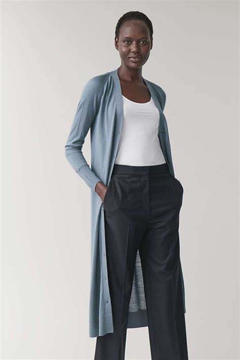 Long Wool Silk Cardigan Light Blue Cardigans Cos Gb Trousers Women Light Blue Cardigan
