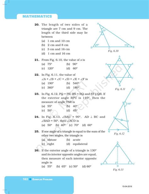 Ncert Exemplar Book For Class 7 Maths Chapter 6 Triangles