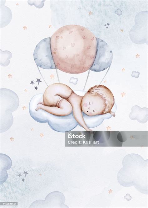 수채화 신생아 베이비 샤워 인사말 카드와 아기 소년 새로 태어난 아기의 텍스트 공간이 있는 생일 카드와 프리그랜드 여성 초대장 귀여운에 대한 스톡 벡터 아트 및 기타 이미지