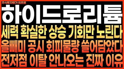 하이드로리튬 리튬포어스 주가전망 세력 확실한 상승 기회만 노린다 올빼미 공시 회피물량 쓸어담았다 전저점 이탈 안