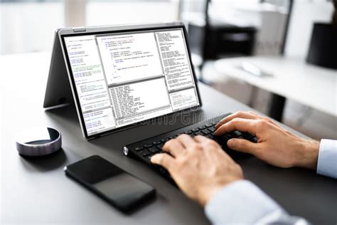 Computer Programmer Writing Program Code On Computer Stock Image Image Of Desk Debug 240727691