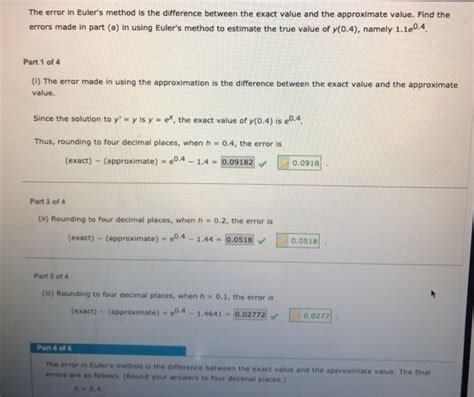 Solved Exercise A Use Eulers Method With Each Of The