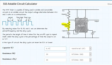 555 Timer Oscillator Frequency Calculator Ne 555 Time Designer
