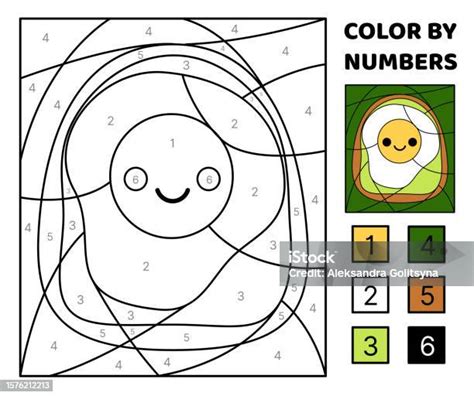 샌드위치 숫자로 색칠하기 스퀴시멜로 색칠하기 페이지 아이들을 위한 게임 카와이 만화 벡터 벡터에 대한 스톡 벡터 아트 및 기타