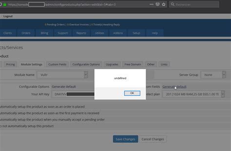 Bug Undefined Error While Generating Default · Issue 21 · Vultrwhmcs Vultr · Github