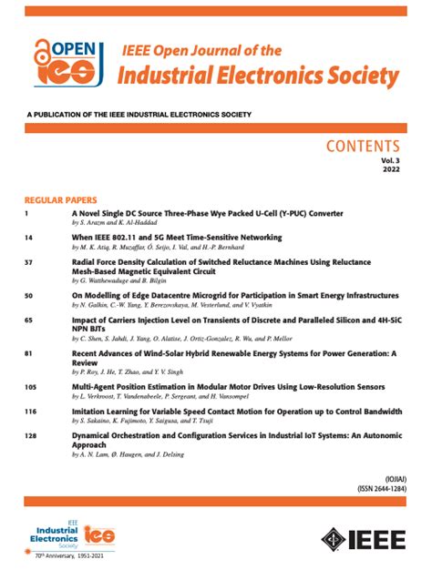 Ieee Open Journal Of The Industrial Electronics Society Third Volume