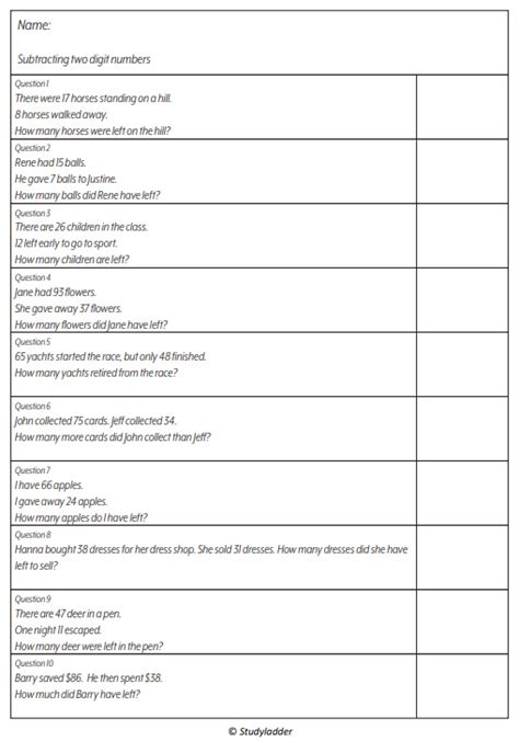 Subtracting Two Digit Numbers Studyladder Interactive Learning Games