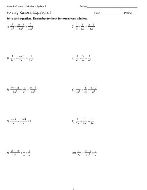 Solving Rational Equations Solve Each Equation Remember To Check For