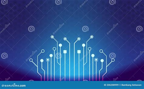 Pcb Trace Data Transfer High Tech Technology Digital Background Circuit Board Cartoon Vector
