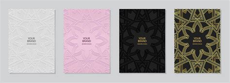 표지 세트 텍스트를 위한 장소가 있는 수직 템플릿 3d 패턴 부족 황금 질감이 있는 구호 기하학적 꽃 배경의 컬렉션 보헤미안 스타일 민족 테마 0명에 대한 스톡 벡터 아트