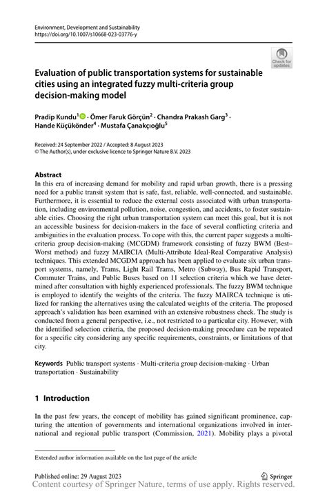 Evaluation Of Public Transportation Systems For Sustainable Cities Using An Integrated Fuzzy