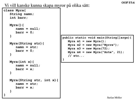 Ppt Oop Objekt Orienterad Programmering Föreläsning 5 Klasser Och