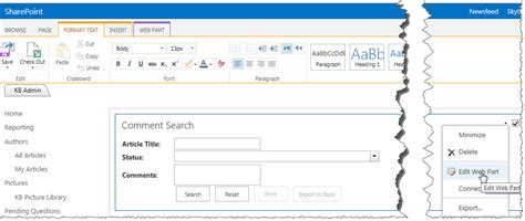 Configure The Kb Comment Search Web Part Bamboo Solutions