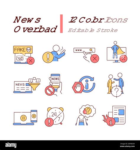 news overload rgb color icons set stock vector image and art alamy