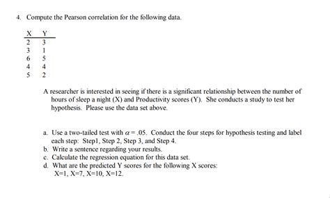 Solved 4 Compute The Pearson Correlation For The Following