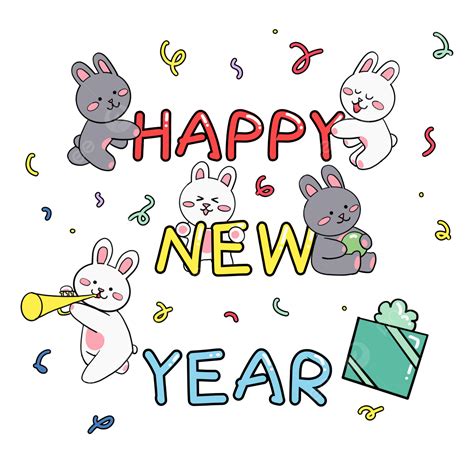 토끼 한국 설날 2023 만화 스타일 해피 뉴 이어 그레이 화이트 토끼 한국의 설날 제전 Png 일러스트 및 Psd 이미지 무료 다운로드 Pngtree