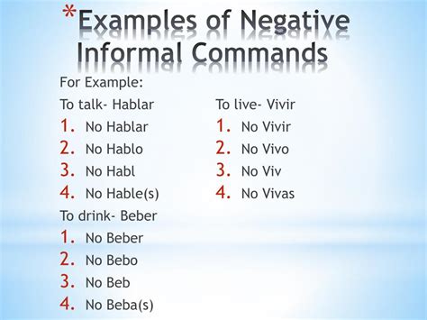 Ppt Informal Commands Powerpoint Presentation Free Download Id 2279445