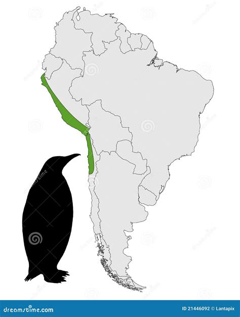 Penguin Distribution World Map Cartoon Vector