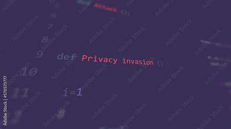 Cyber Attack Privacy Invasion Vunerability In Text Ascii Art Style Code On Editor Screen Stock