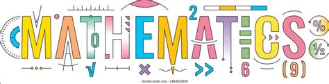 Colorful Mathematics Word Concept Technical Drawing Stock Vector