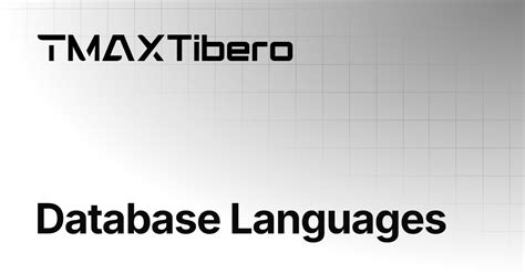 Database Languages Tmaxtibero Docs Database Languages Tmaxtibero Docs