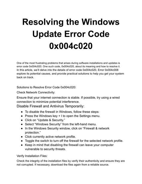 Ppt Resolving The Windows Update Error Code 0x004c020 Powerpoint Presentation Id12936527