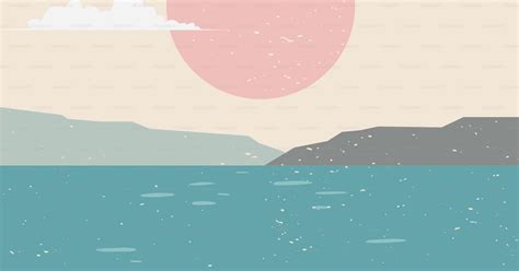 물 위로 떠오르는 일몰 그림 벡터 Unsplash의 파스텔 이미지