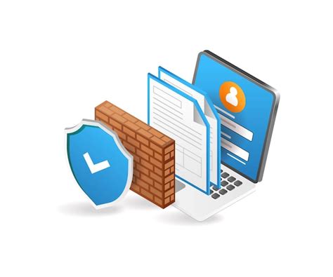 Premium Vector Flat Isometric 3d Illustration Of Internet Safety Wall Personal Computer Data