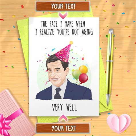 Funny Michael Scott Cringe Face Birthday Card The Office Meme Happy