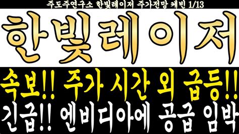한빛레이저 주가전망 속보 유리기판주 시간 외 급등 긴급 유리기판 엔비디아 공급 임박 Feat주도주연구소ds 케빈