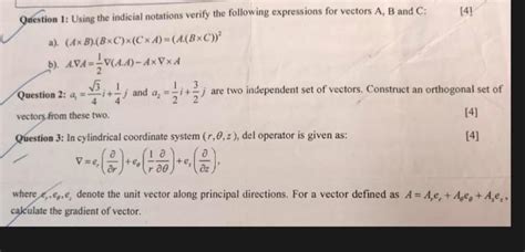solved question 1 using the indicial notations verify the