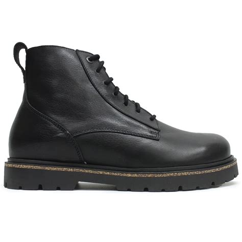 Birkenstock Highwood Lace Mid Natural Leather Mens Ankle Black Boots