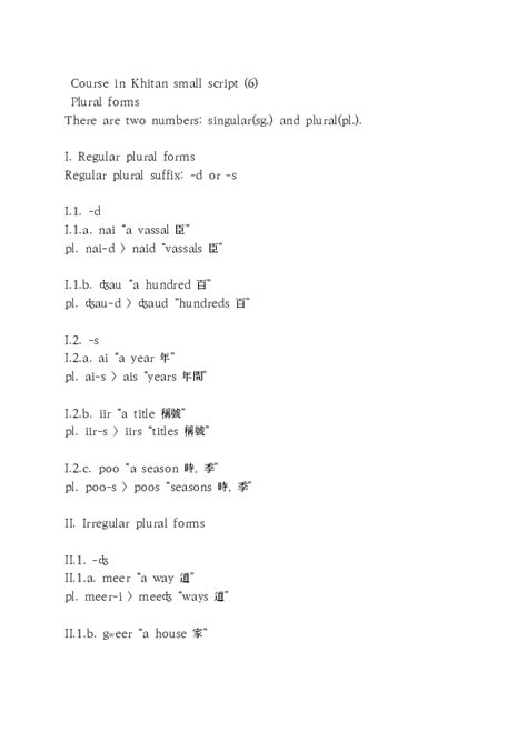 Pdf Course In Khitan Small Script 6 Plural Forms