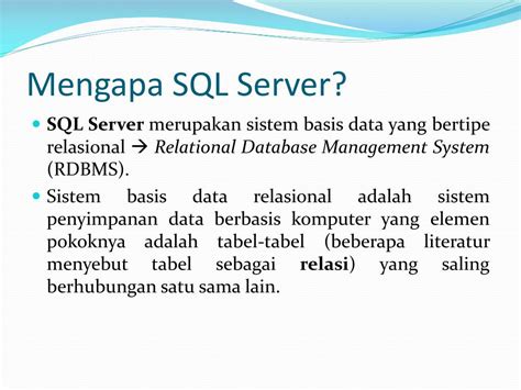 PPT Manajemen Basis Data Menggunakan SQL Server PowerPoint Presentation ID