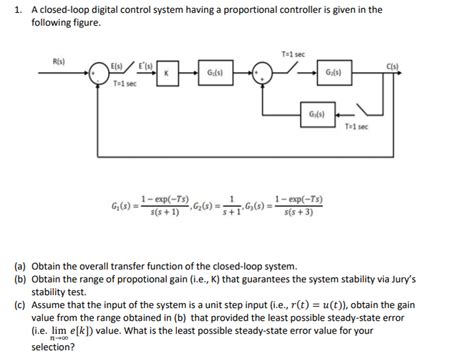 solved 1 a closed loop digital control system having a