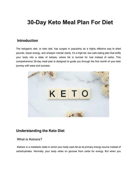 Best Way 30 Days Keto Meal Plan For Diet Pdf