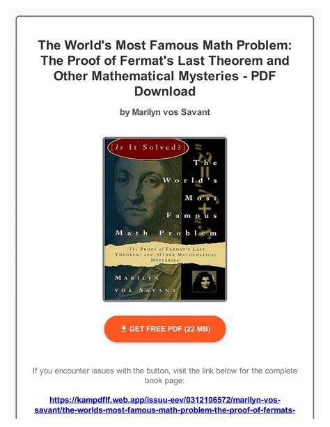 Download The Worlds Most Famous Math Problem The Proof Of Fermats Last Theorem And Other