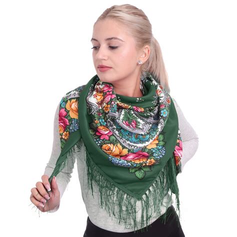 Chusta Damska GÓralska Folk Zielonachusta Damska Szalik Folkowa Ludowa
