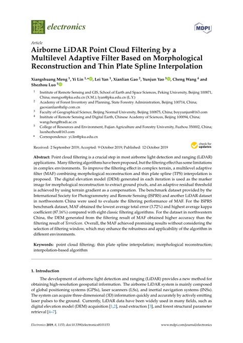 PDF Airborne LiDAR Point Cloud Filtering By A Multilevel Adaptive