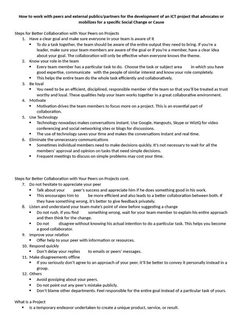 Ict Lesson 10 Pdf Project Management Collaboration