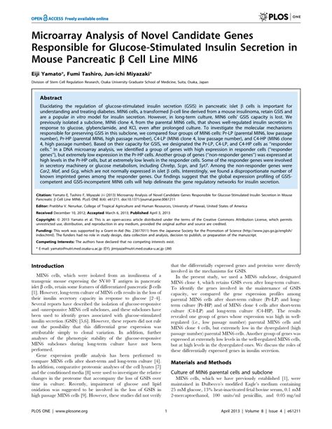 Pdf Microarray Analysis Of Novel Candidate Genes Responsible For Glucose Stimulated Insulin