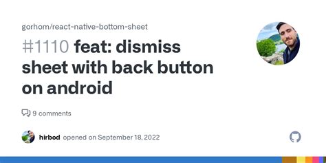 Feat Dismiss Sheet With Back Button On Android · Issue 1110 · Gorhomreact Native Bottom Sheet