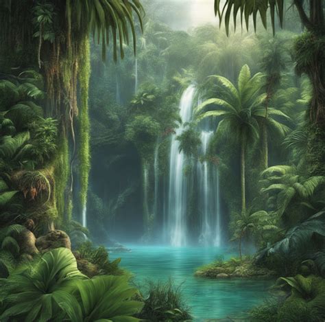 Download Ai Generated Waterfall Jungle Royalty Free Stock