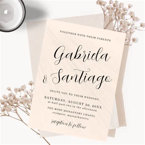 Simple Script Blush Pink And White Wedding Invitation Zazzle