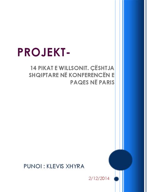 Doc Projekt 14 Pikat E Willsonit ÇËshtja Shqiptare NË KonferencËn E Paqes NË Paris