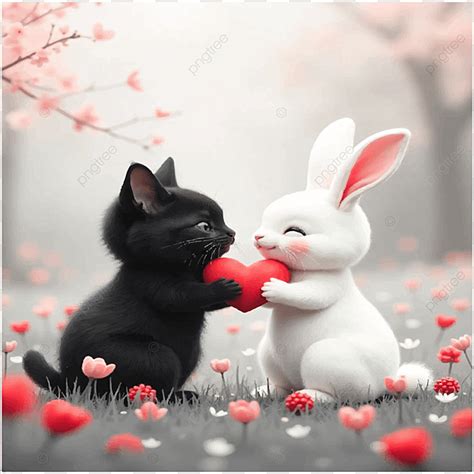 Valentines Day Rabit And Heart Flower Background Rabit Heart Simple