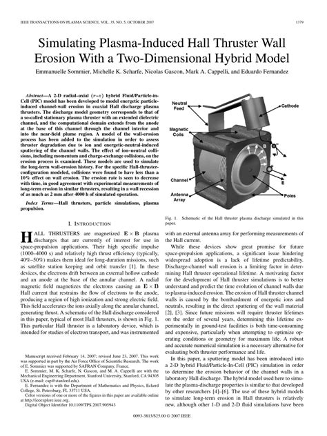 Pdf Simulating Plasma Induced Hall Thruster Wall Erosion With A Two Dimensional Hybrid Model
