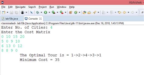 Vtu Cse Labs Daa 10 B Travelling Sales Person Dynamic Programming